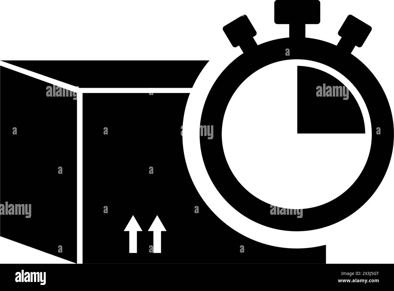 A black and white icon depicting a box or package along with a ...
