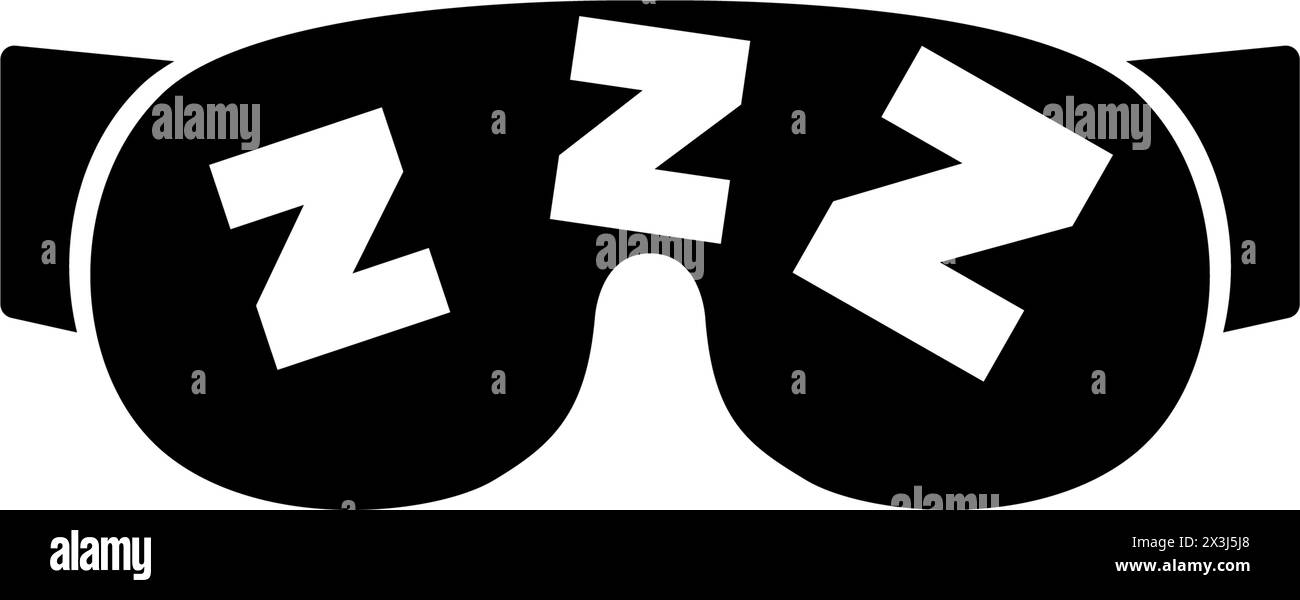 A black and white icon depicting a pair of glasses with the ZZZ symbols ...