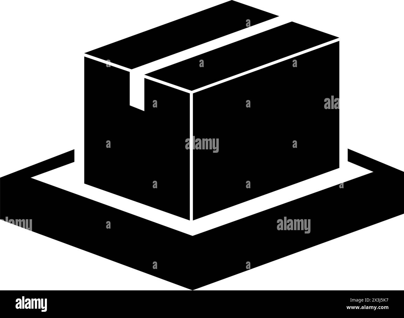 Box on storage scale filled outline icon, logistic and delivery ...