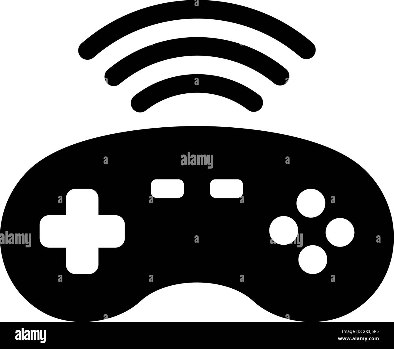 A simple black and white icon depicting a wireless video game ...