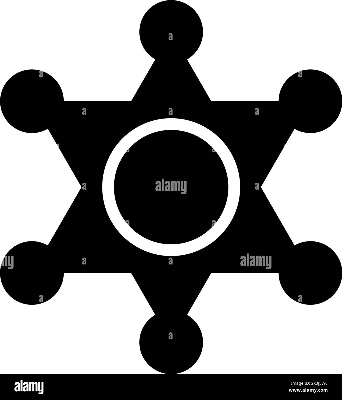 A simple, geometric black and white icon depicting a stylized sheriffs ...