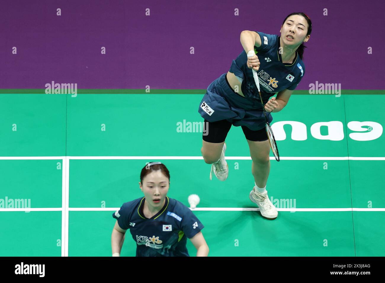 Chengdu, China's Sichuan Province. 27th Apr, 2024. Kim Hye Jeong/Kong Hee Yong (rear) of South ...