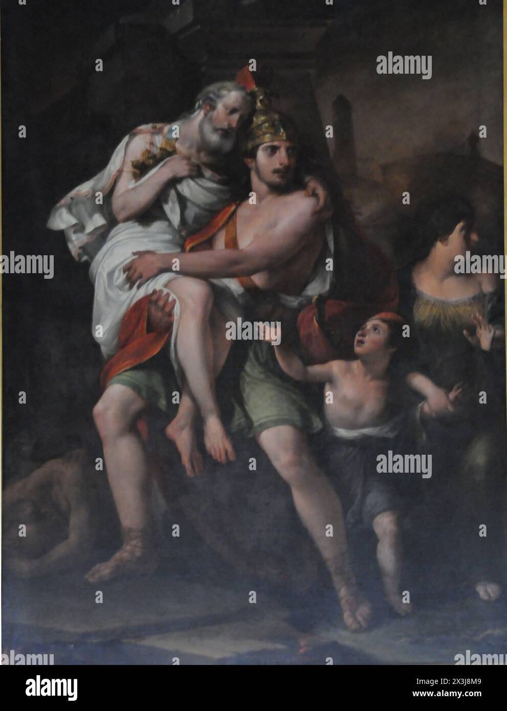 Aeneas saving his father anchises from the fire of trojan painting by ...