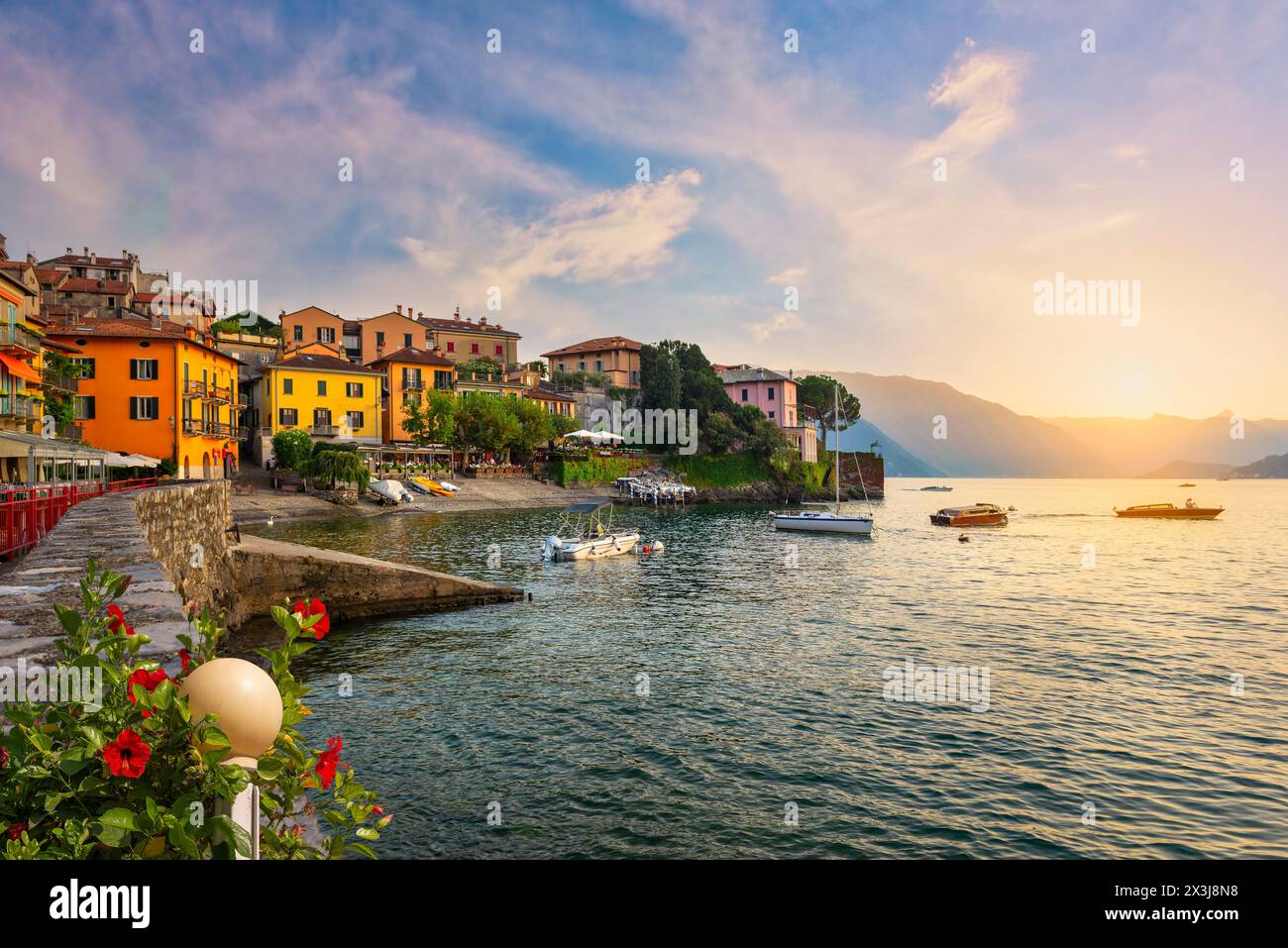 Varenna scenic sunset view in como lake hi-res stock photography and ...