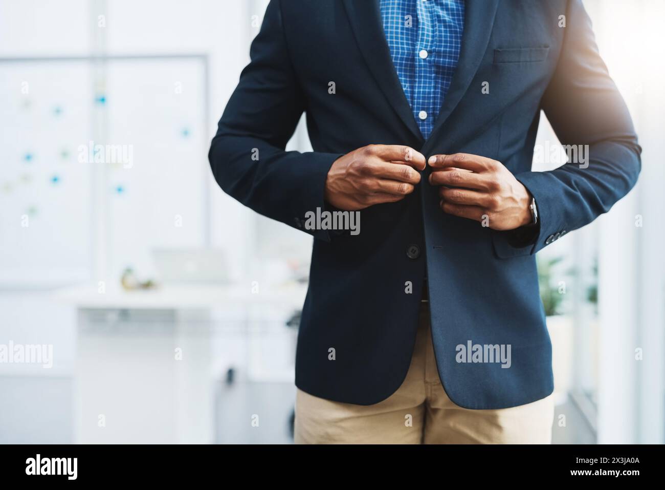 Blazer, office and business man hands with corporate professional ready ...