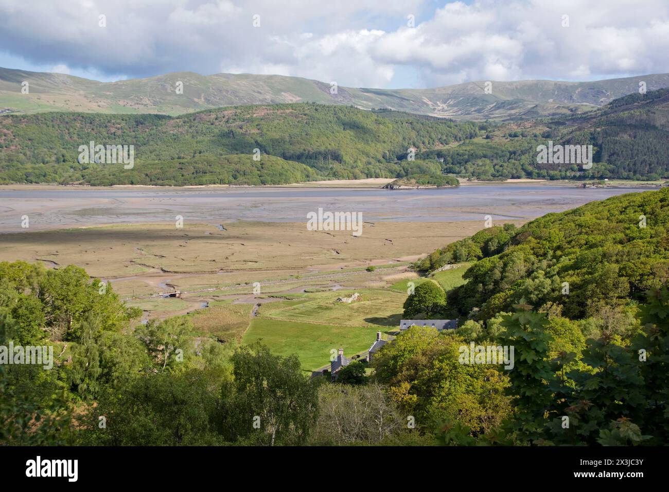 Looking across the Mawddach Estuary, Eryri (Snowdonia) national park ...