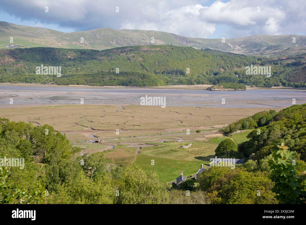 Looking across the Mawddach Estuary, Eryri (Snowdonia) national park ...