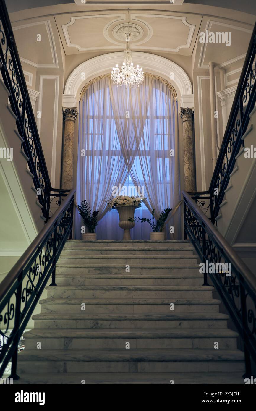 The staircase in the palace is in the Baroque and classicism style. A ...