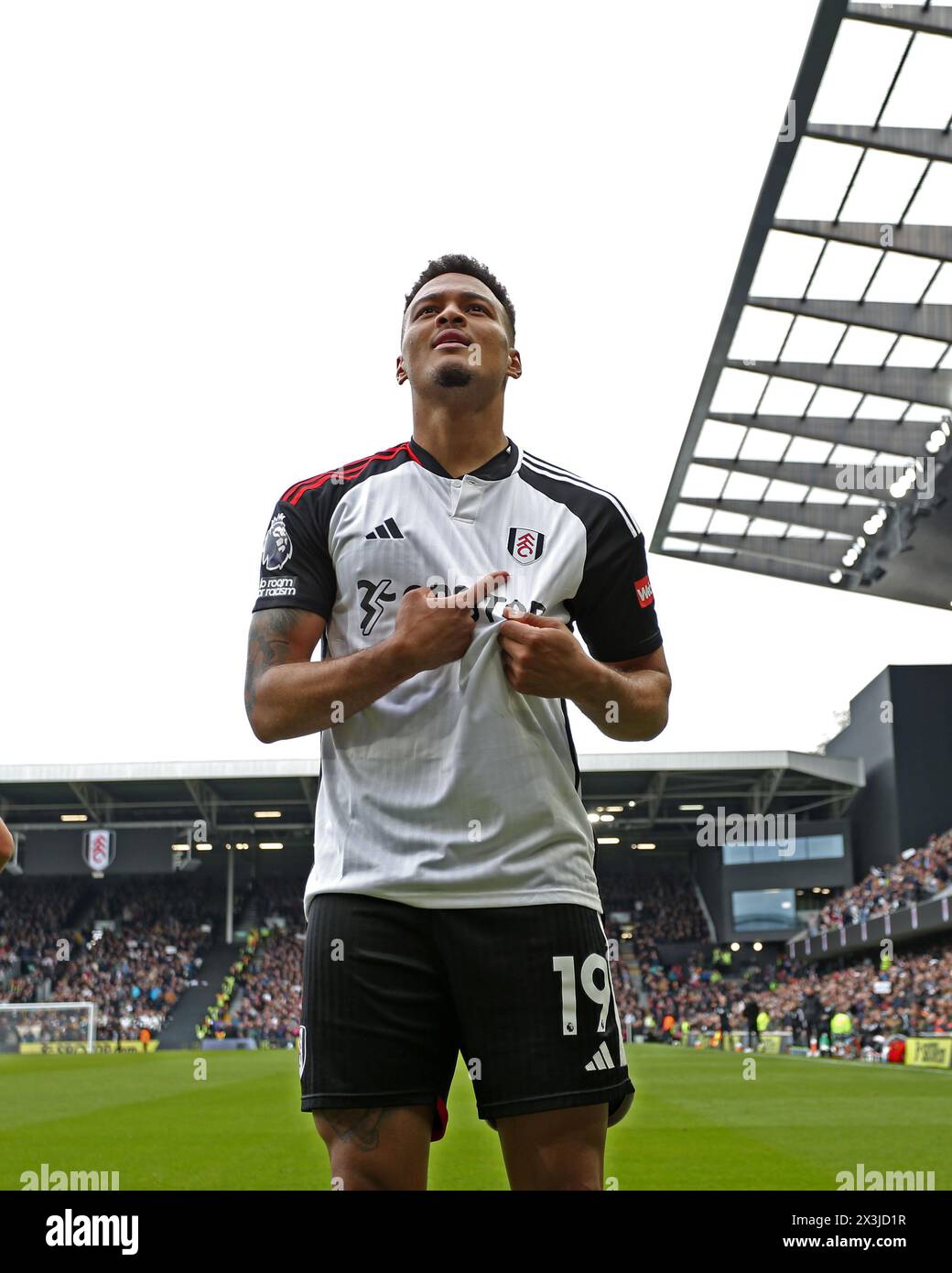 London, April 27th 2024: Rodrigo Muniz of Fulham goal celebration ...