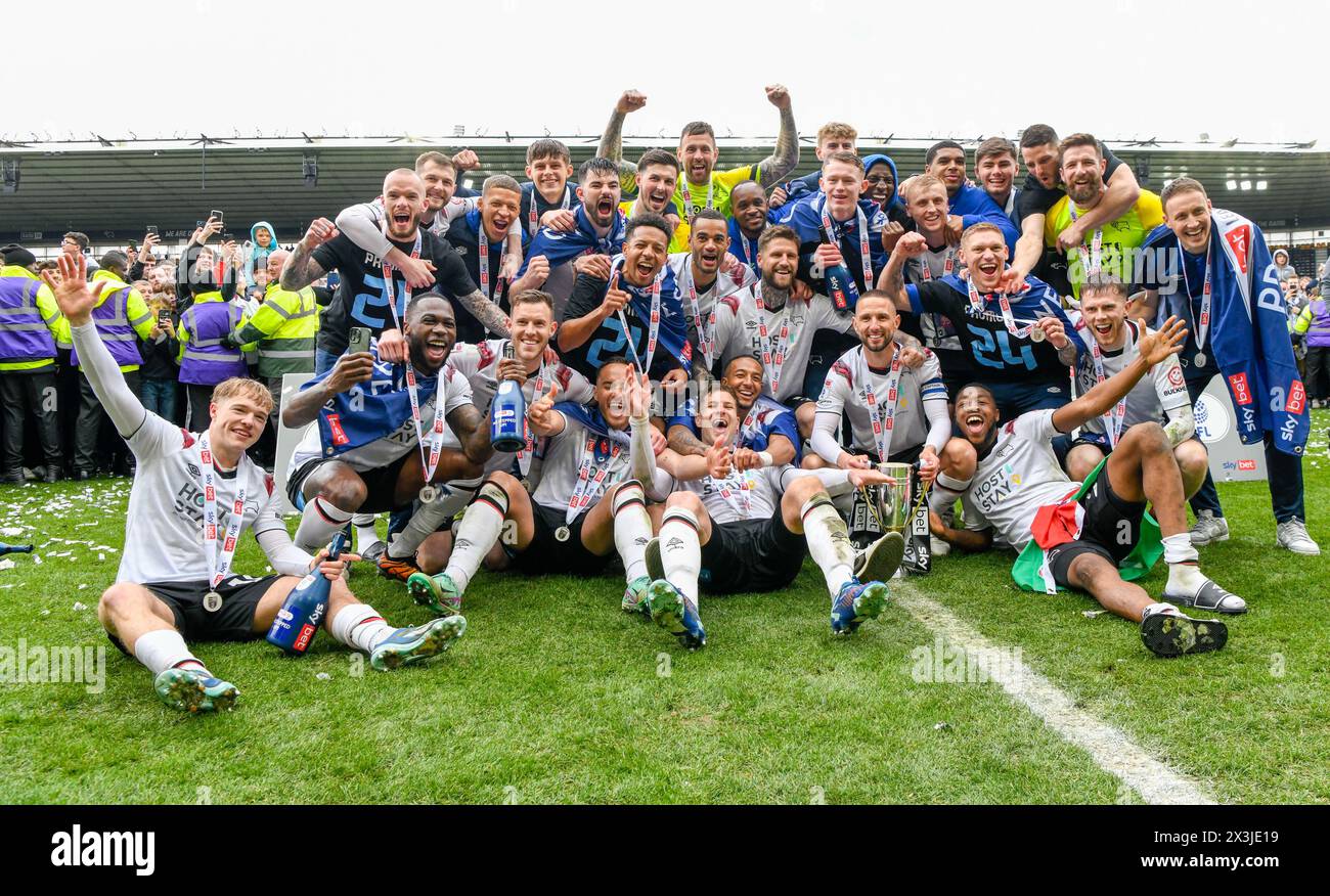 Derby, UK. 27th Apr, 2024. Derby County promotion celebration during ...