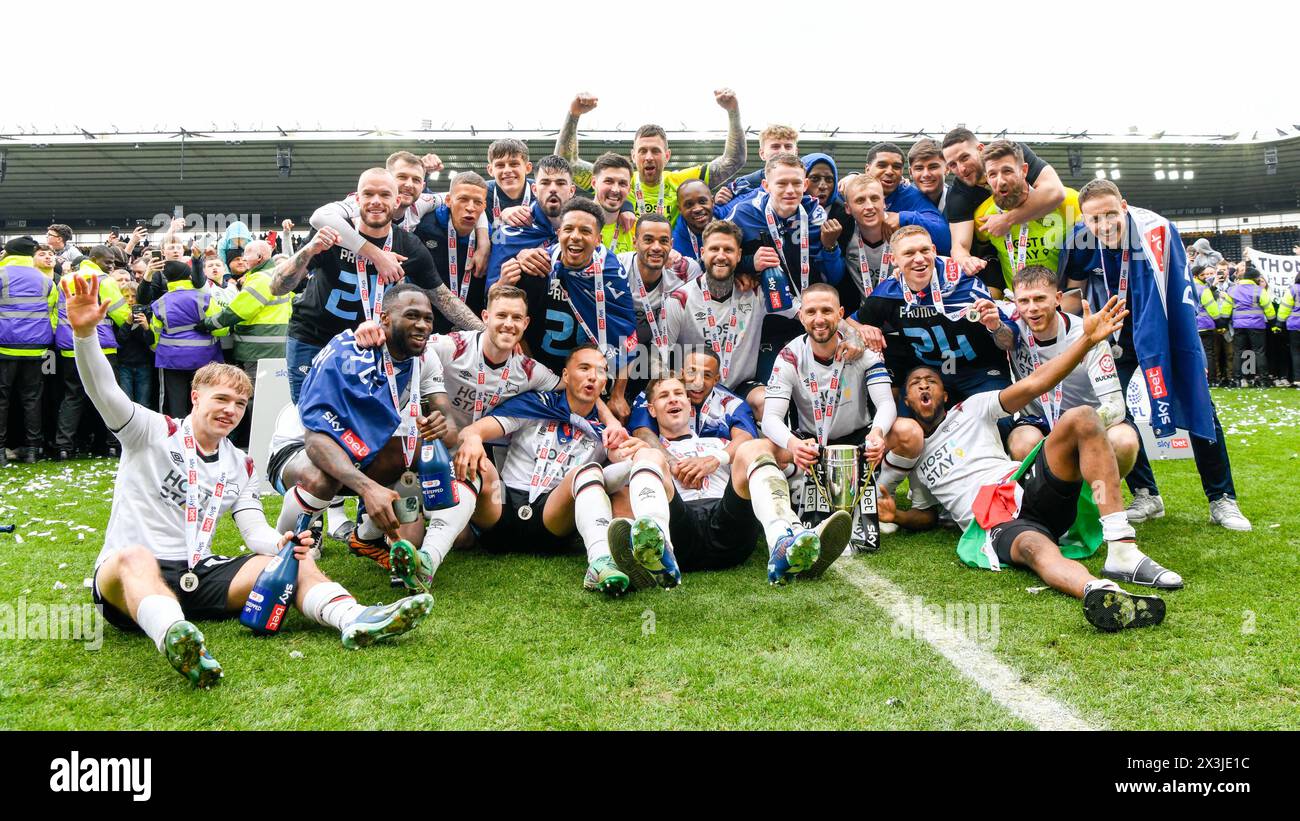 Derby, UK. 27th Apr, 2024. Derby County promotion celebration during ...