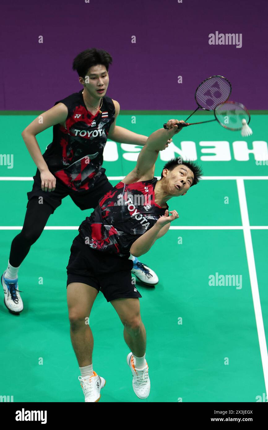 Chengdu, China's Sichuan Province. 27th Apr, 2024. Peeratchai Sukphun (R)/Pakkapon Teeraratsakul ...