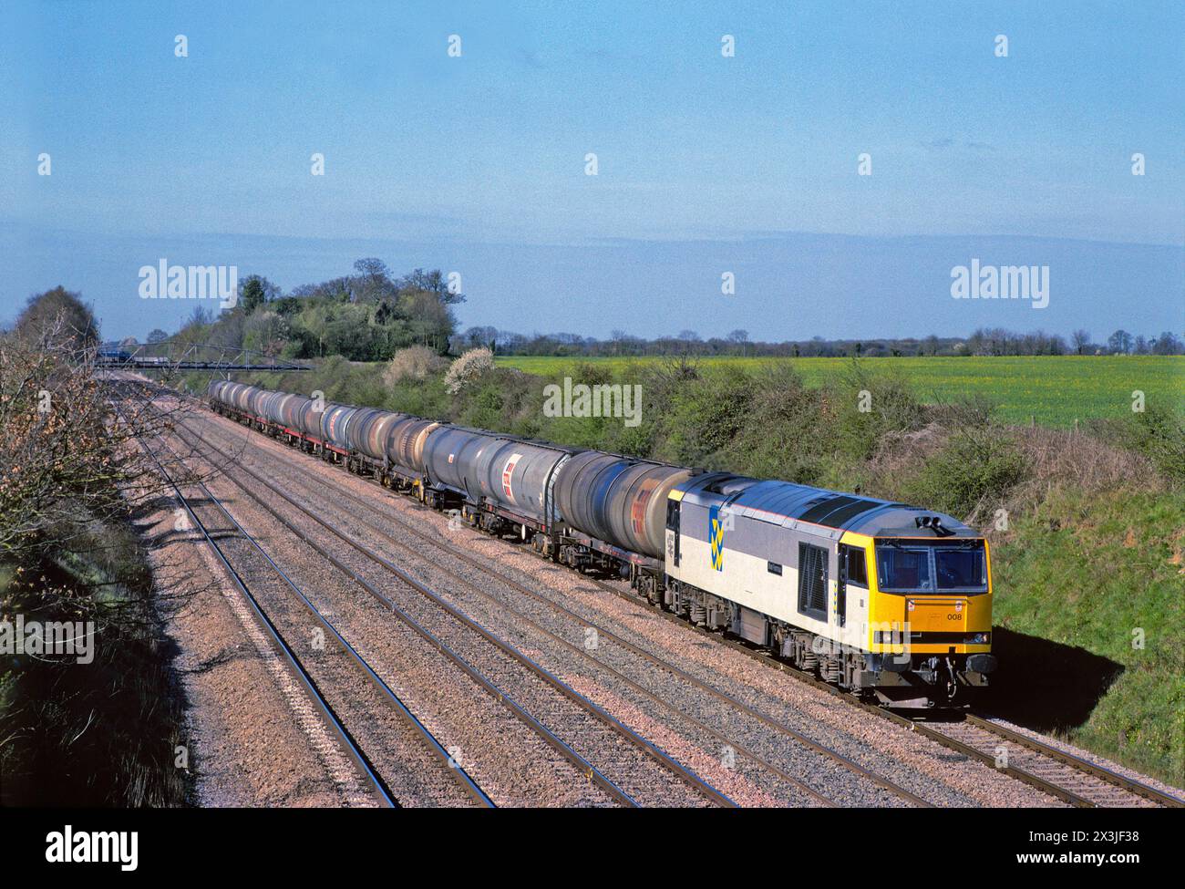 A Class 60 diesel locomotive number 60008 working a train of empty ...