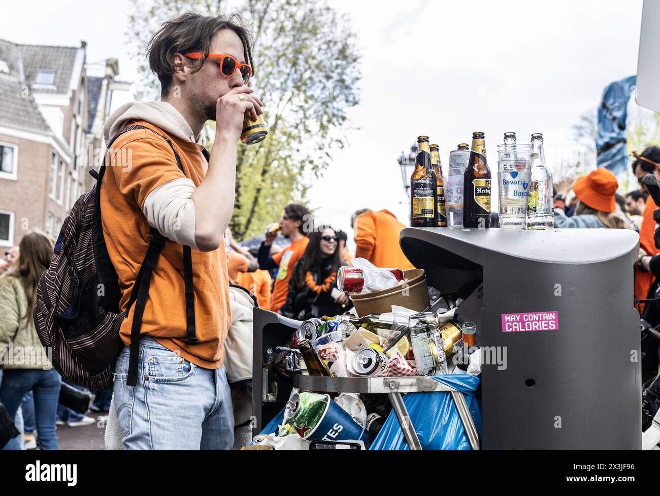 AMSTERDAM - Garbage and cans pile up during the celebration of King's ...