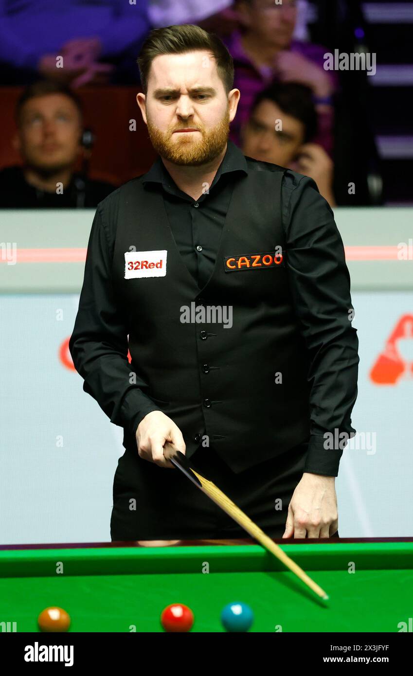 Jak Jones on day eight of the 2024 Cazoo World Snooker Championship at ...