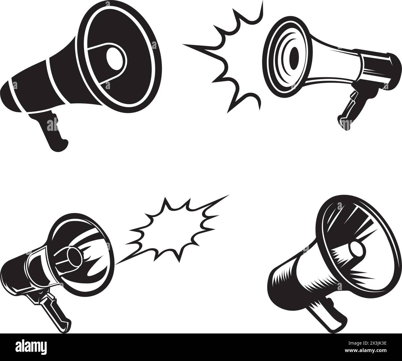Megaphone communication cartoon Black and White Stock Photos & Images ...