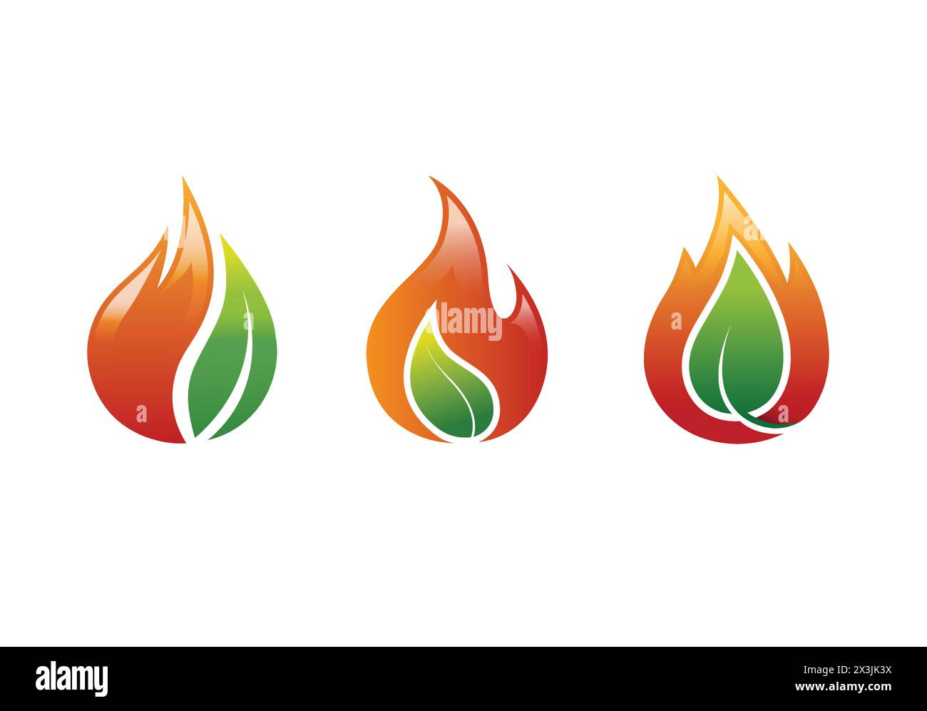 creative fire leaf set logo vector design symbol illustration Stock ...