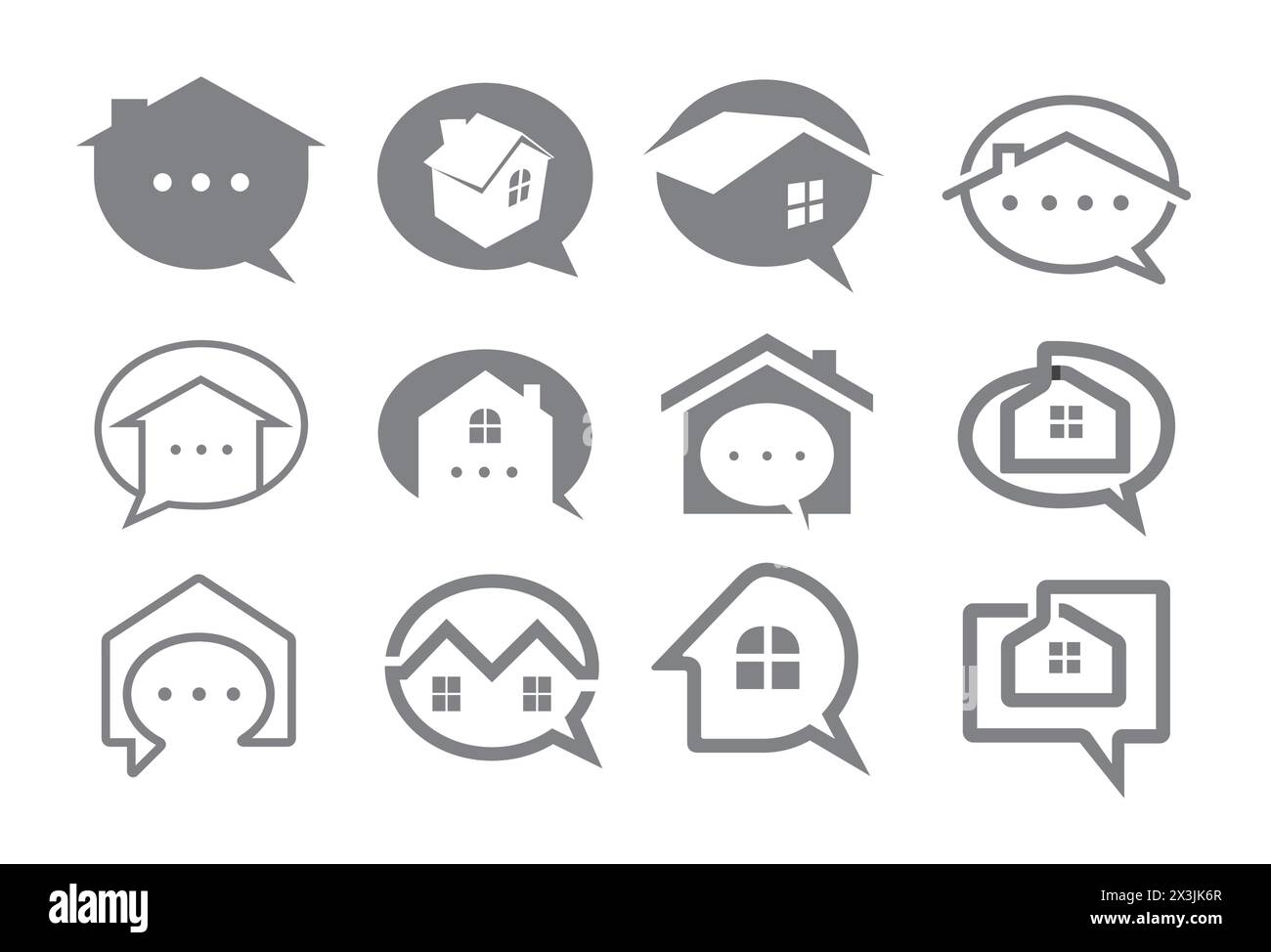 Creative Home house chat logo Vector design collection simple concept ...