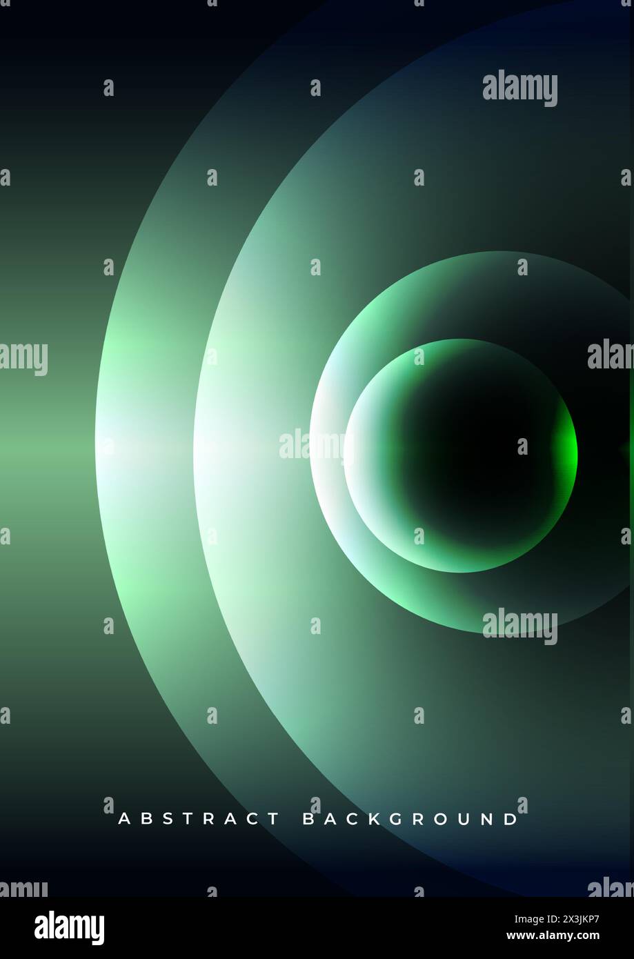 Abstract modern dark green vertical background with gradient circle ...