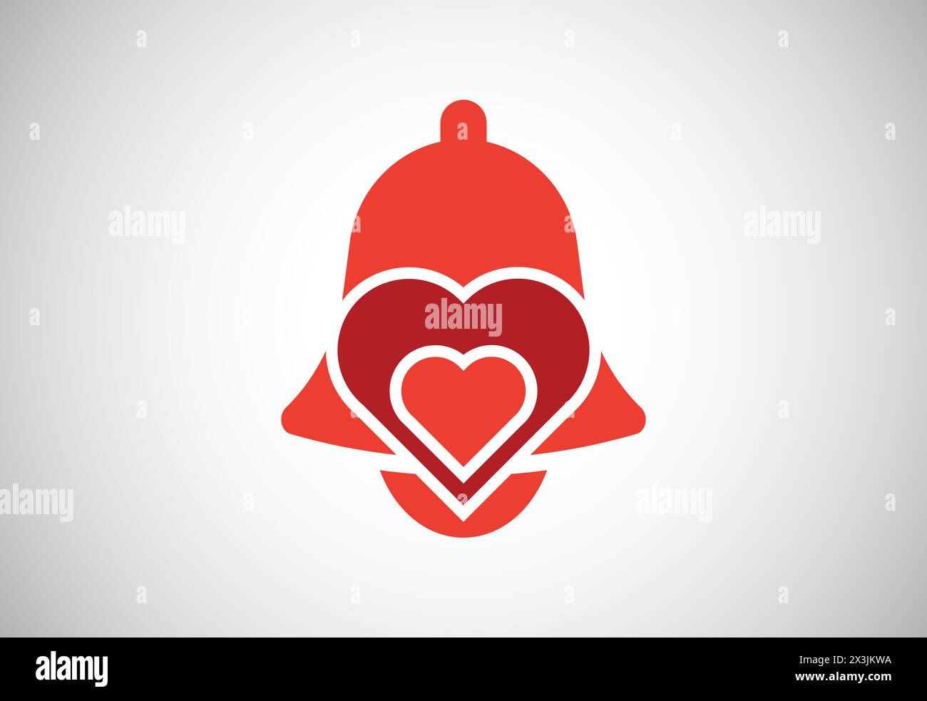 Creative love bell logo design template, Heart with love logo Stock ...
