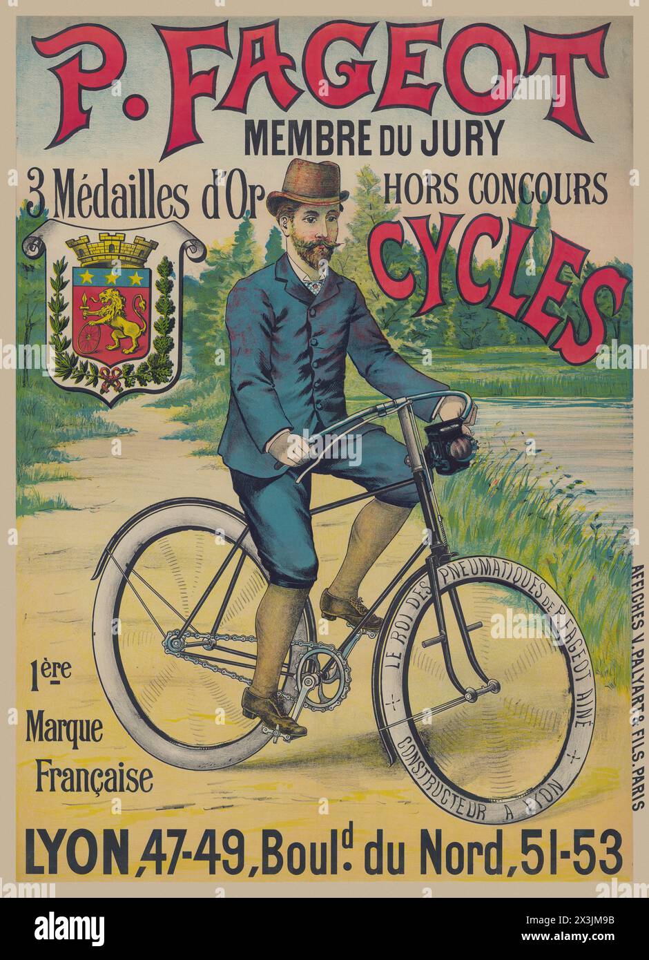 P. Fageot. Cycles, 1ère marque française. Artist unknown. Poster ...