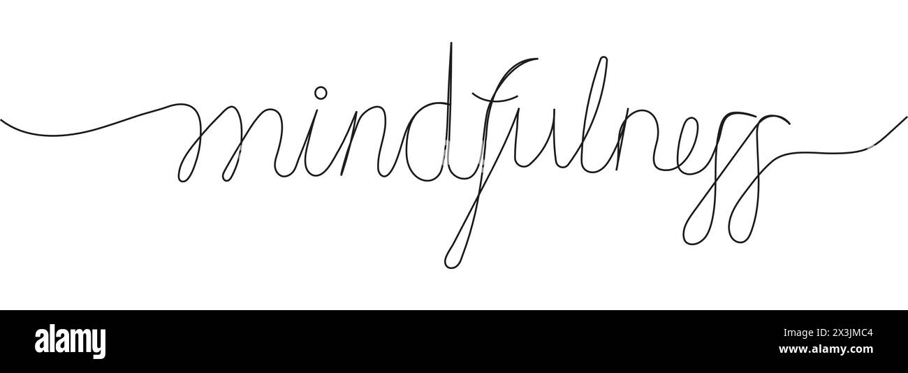 Mindfulness line text vector. One continuous Stock Vector Image & Art ...