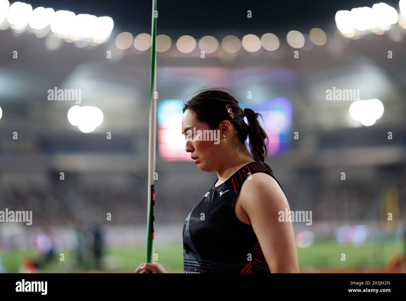 (240427) -- SUZHOU, April 27, 2024 (Xinhua) -- Kitaguchi Haruka of Japan reacts during the women ...