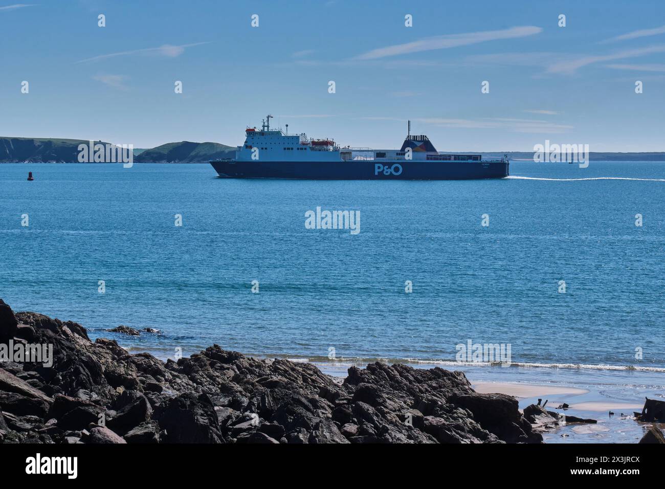 MS Norbay (P&O Ferries), arriving in Milford Haven from Rosslare, as ...