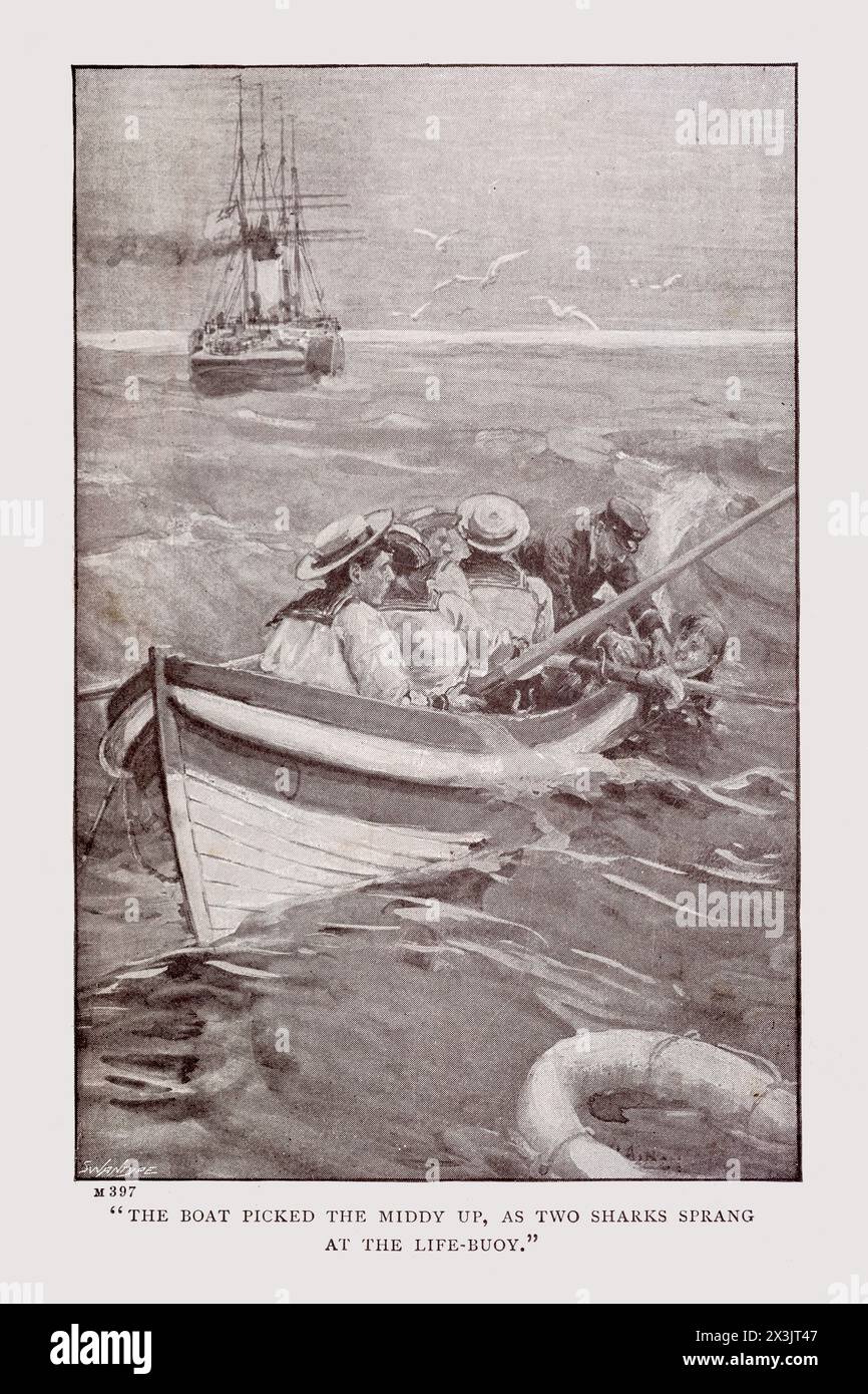 Illustrative plate from The Naval Cadet by Gordon Stables Circa 1898 ...