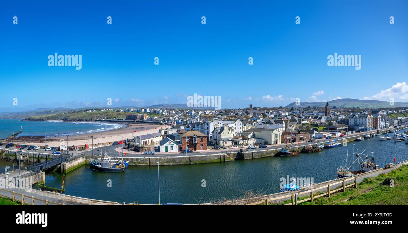 View over the town of Peel, Isle of Man, England, UK Stock Photo - Alamy
