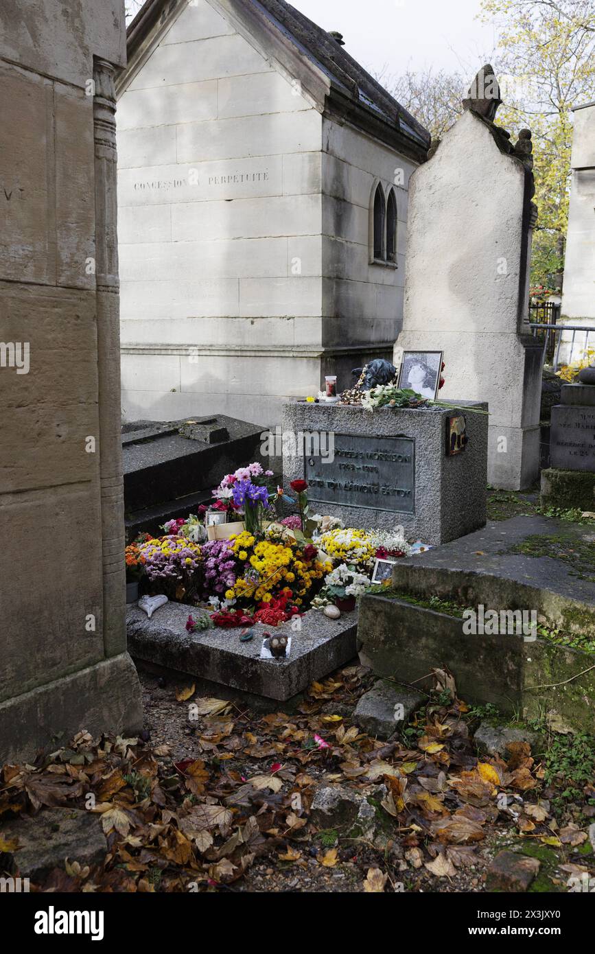 Paris, France, November 11, 2023. The grave of the American singer-songwriter, composer and poet ...