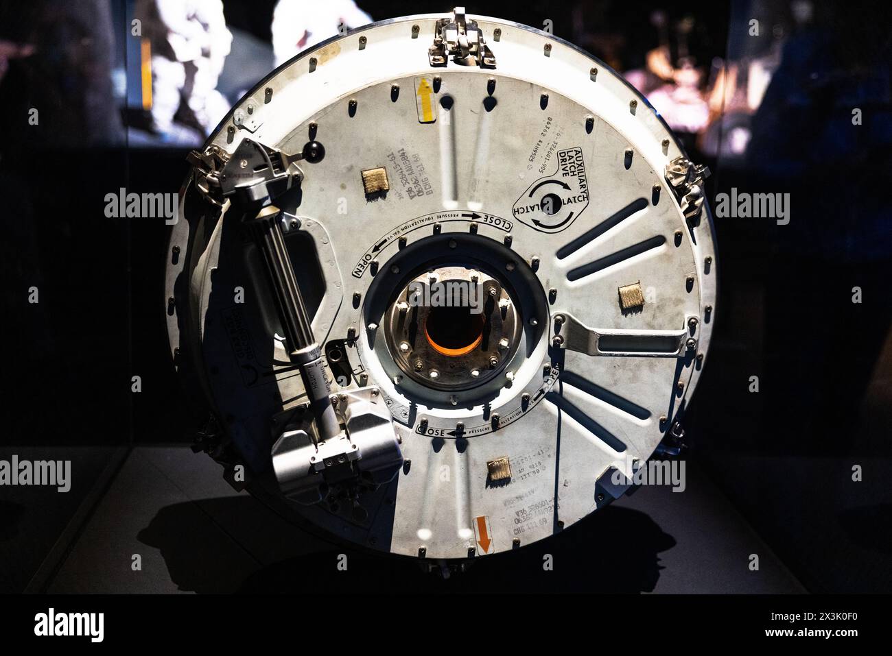 moon capsule door in contrast, johnson space center, houston, texas ...