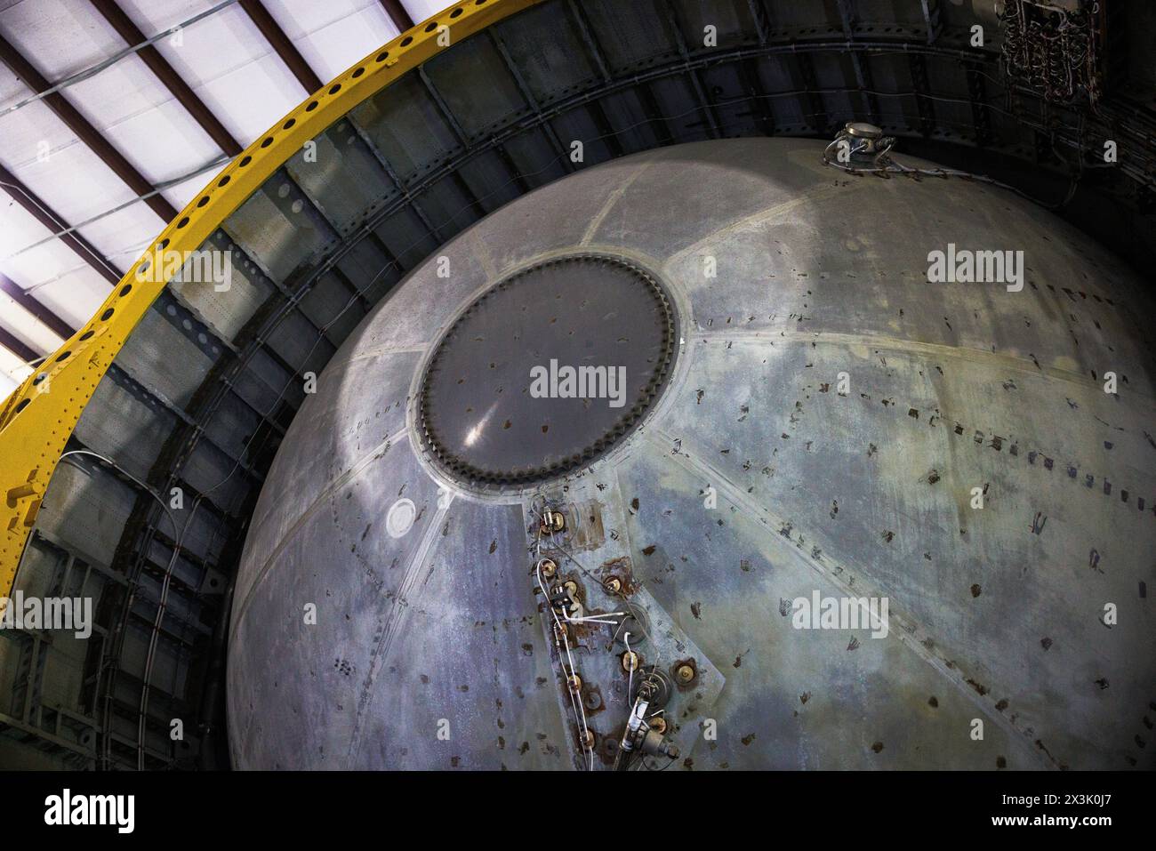 saturn v second stage fuel tank close up, johnson space center, houston ...