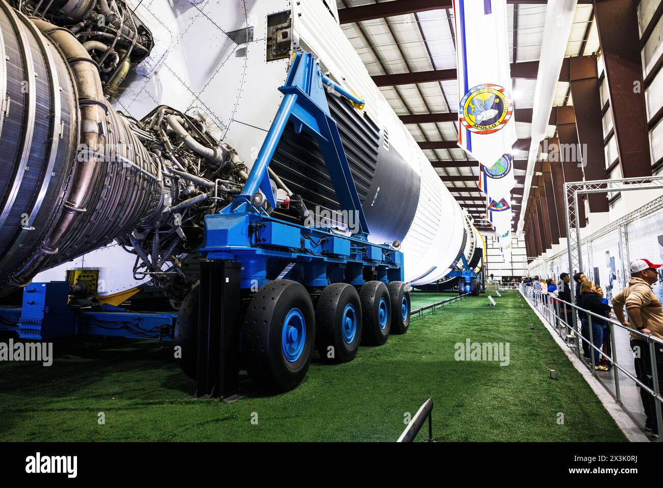 tourists move around the saturn v rocket, johnson space center, houston ...