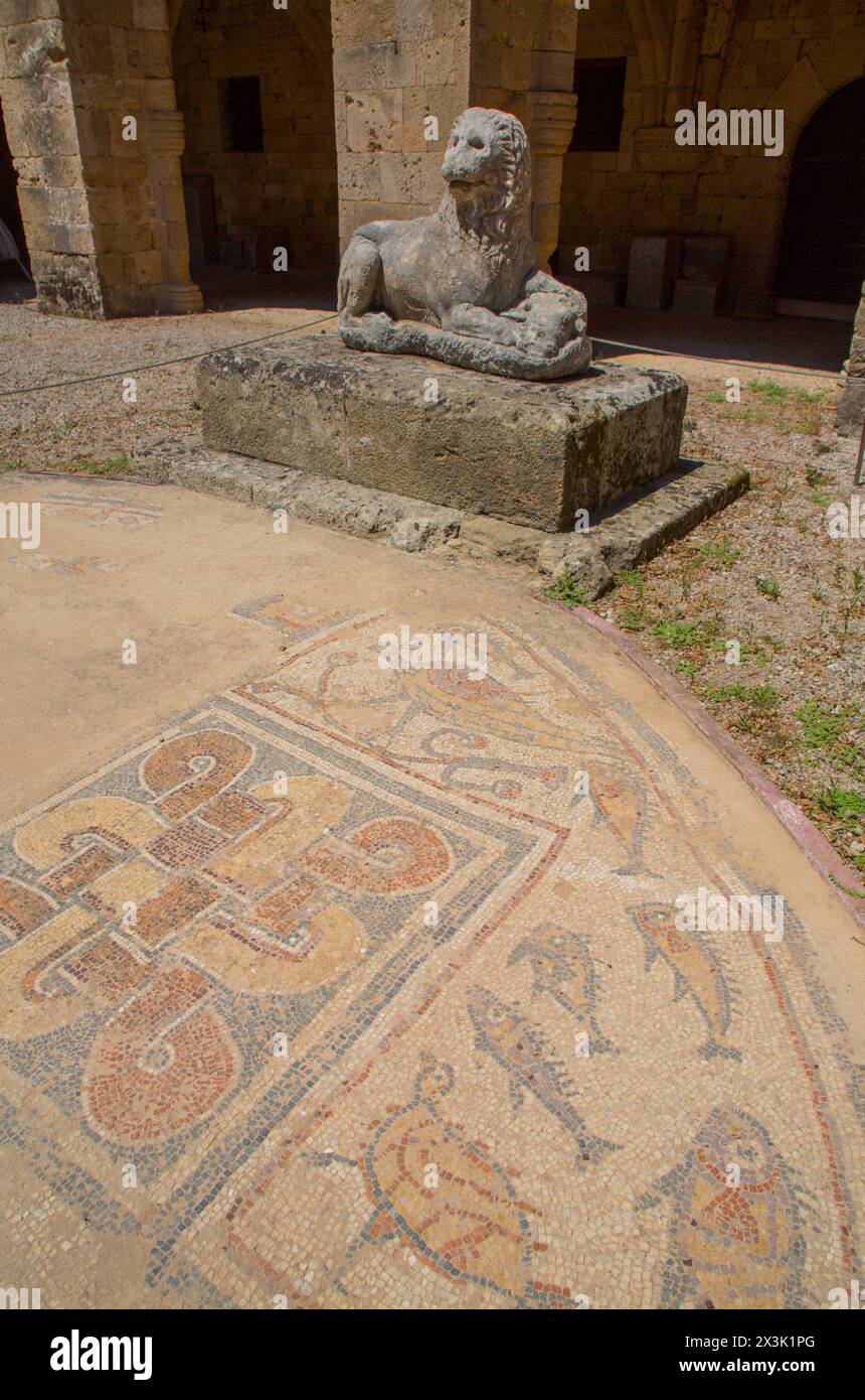 Grave, Statue of Lion with Mosaics, Archaeological Museum, Rhodes Old ...