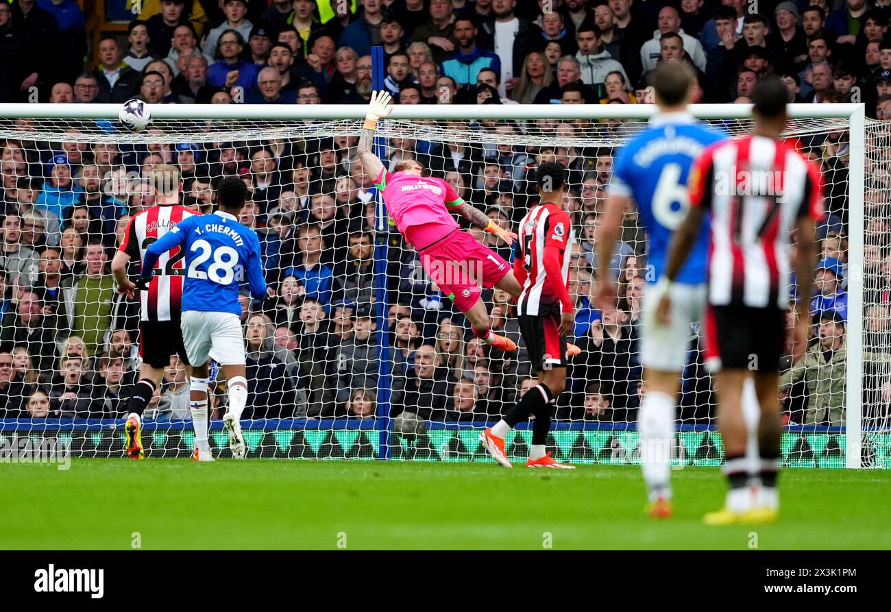 Everton's Dwight McNeil's (not pictured) shot evades Brentford ...