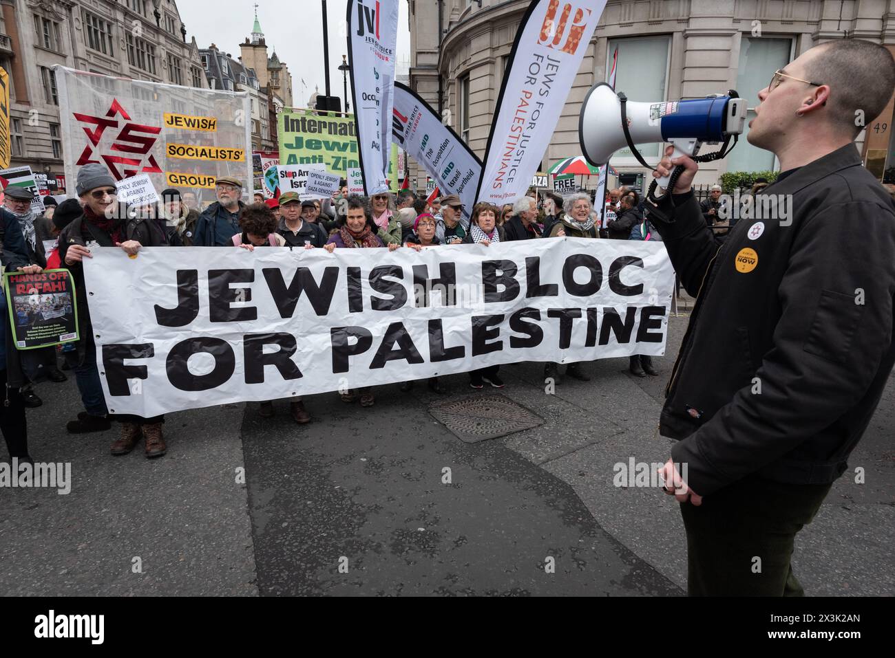 London, UK. 27 April, 2024. A large contingent of Jewish people join ...