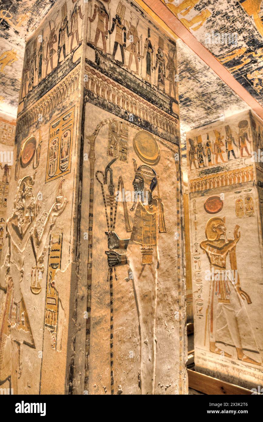 Reliefs on Square Pillar, Tomb of Ramses V & VI, KV9, Valley of the ...