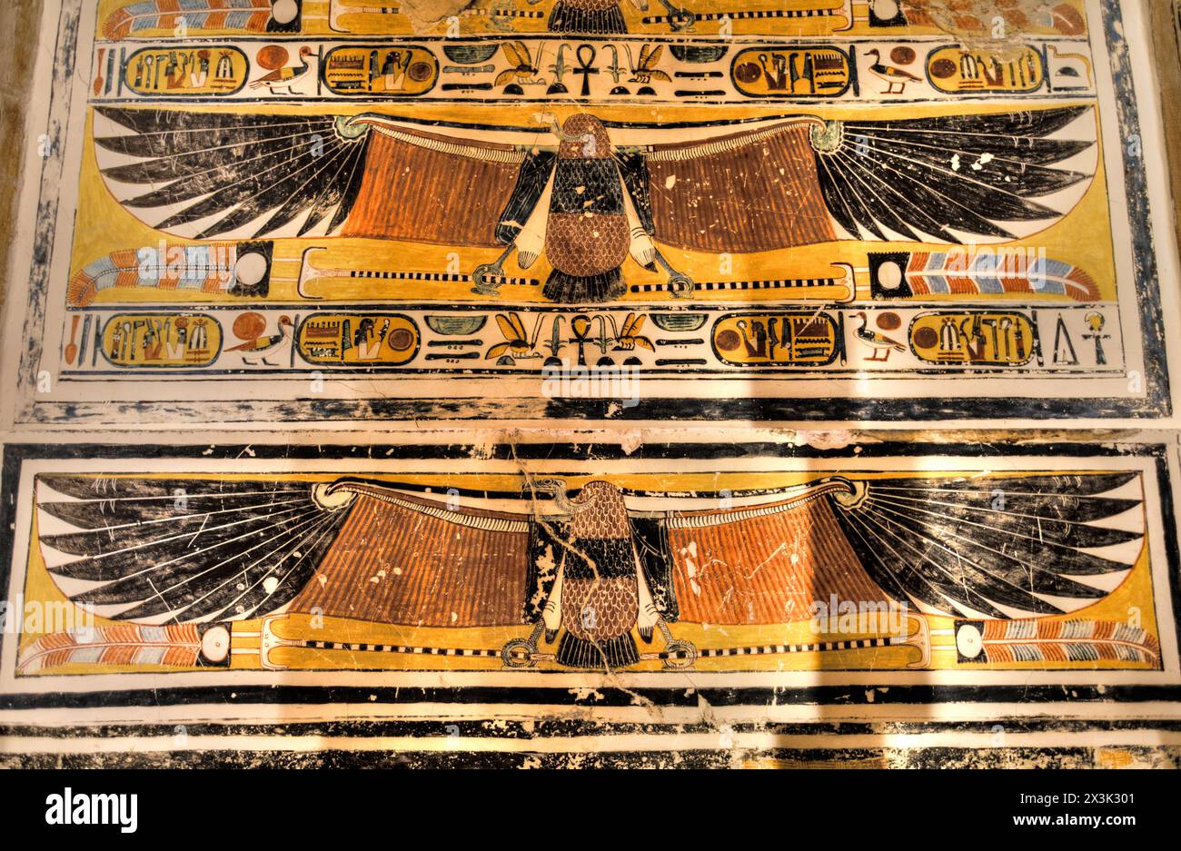 Mural of Vultures, Ceiling, Tomb of Ramses V & VI, KV9, Valley of the ...