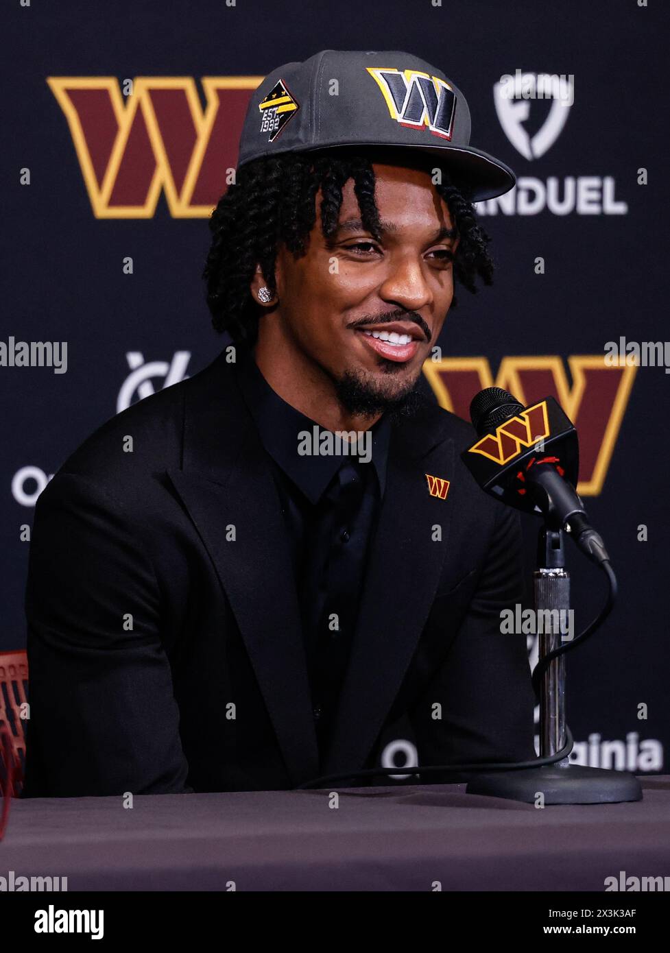 Washington Commanders first round number 2 pick in the NFL 2024 Draft, Quarterback Jayden ...