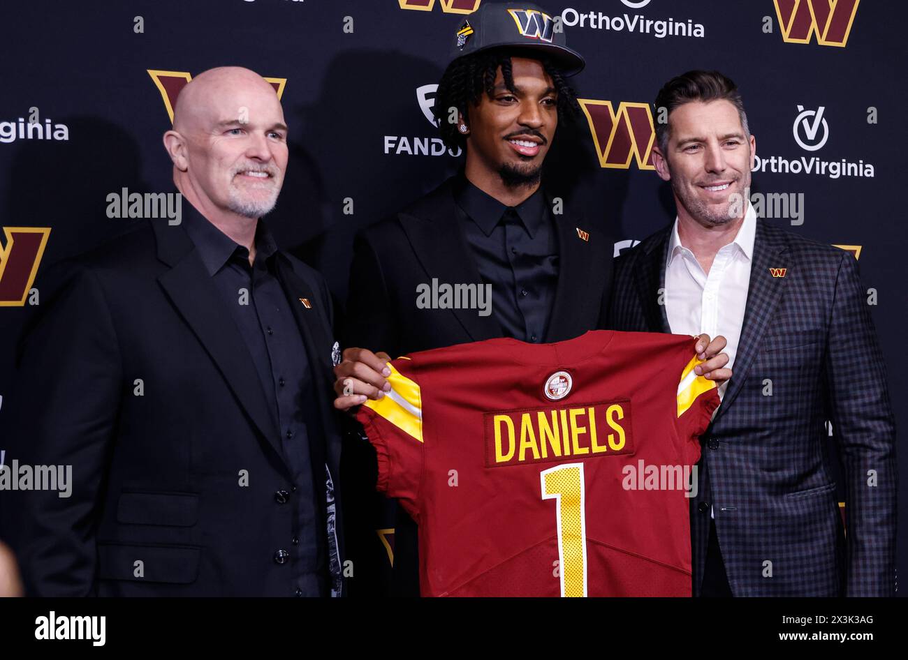 Washington Commanders first round number 2 pick in the NFL 2024 Draft, Quarterback Jayden ...