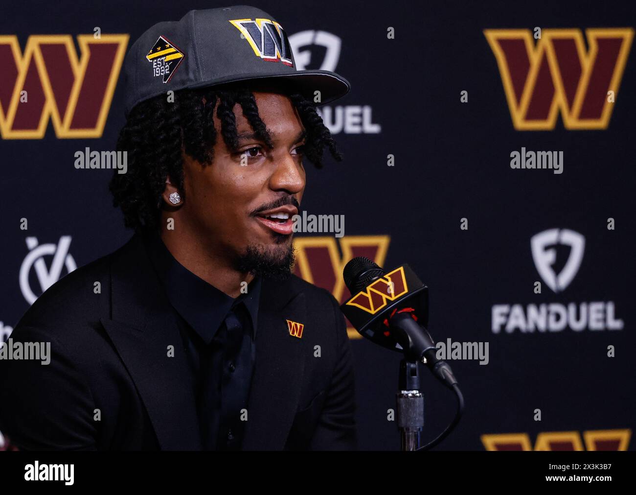 Washington Commanders first round number 2 pick in the NFL 2024 Draft, Quarterback Jayden ...