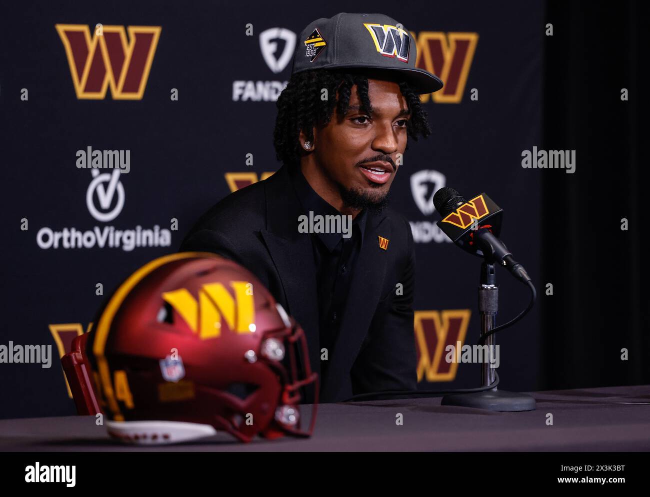 Washington Commanders first round number 2 pick in the NFL 2024 Draft, Quarterback Jayden ...