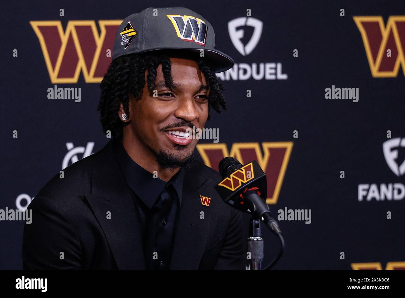 Washington Commanders first round number 2 pick in the NFL 2024 Draft, Quarterback Jayden ...