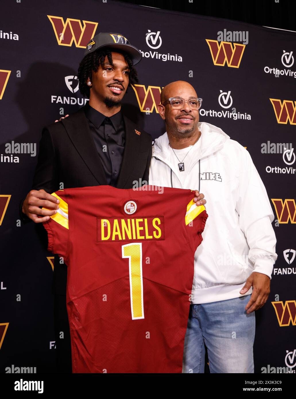 Washington Commanders first round number 2 pick in the NFL 2024 Draft, Quarterback Jayden ...