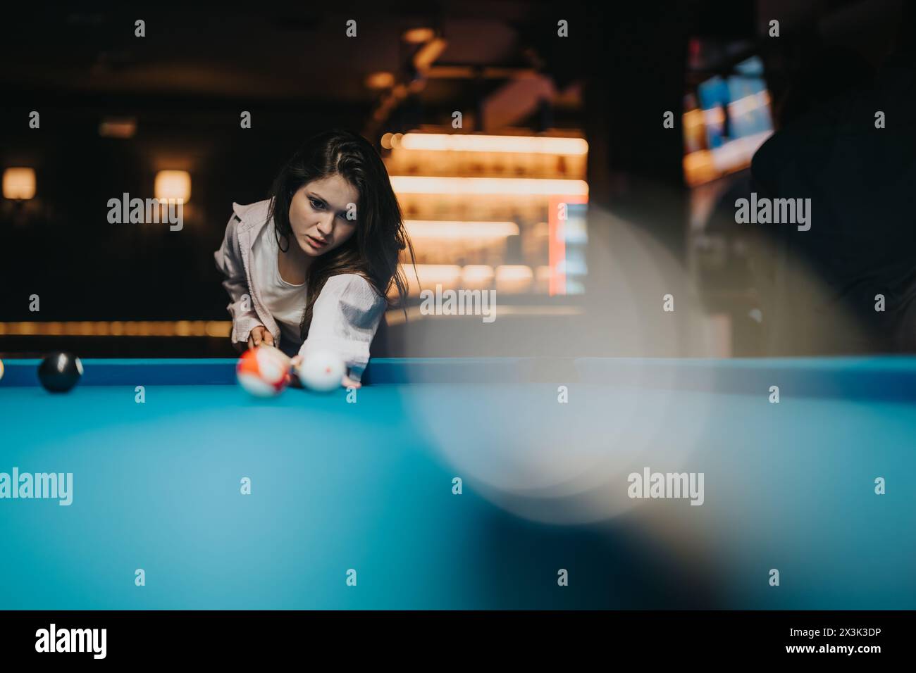 Shot woman playing pool in hi-res stock photography and images - Alamy