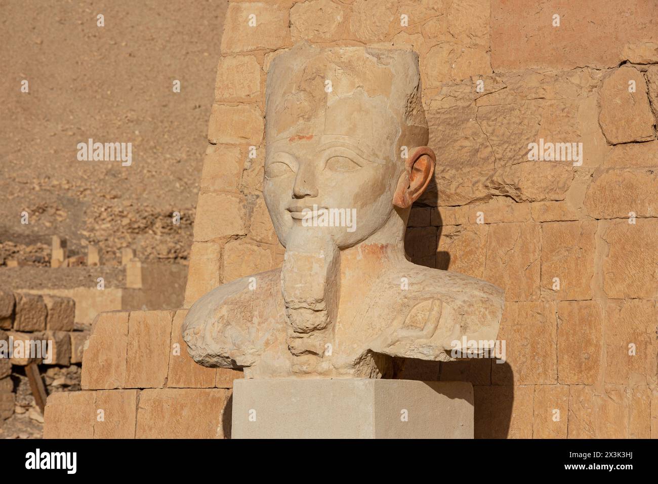 The severed head from a Hatshepsut statue at the Mortuary Temple of ...