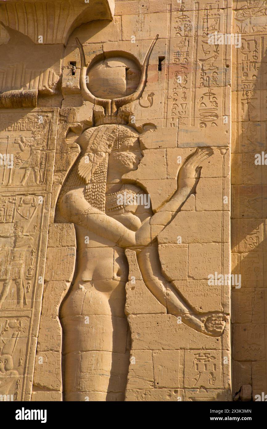 Relief of Goddess Hathor, The First Pylon, Temple of Isis, UNESCO World ...