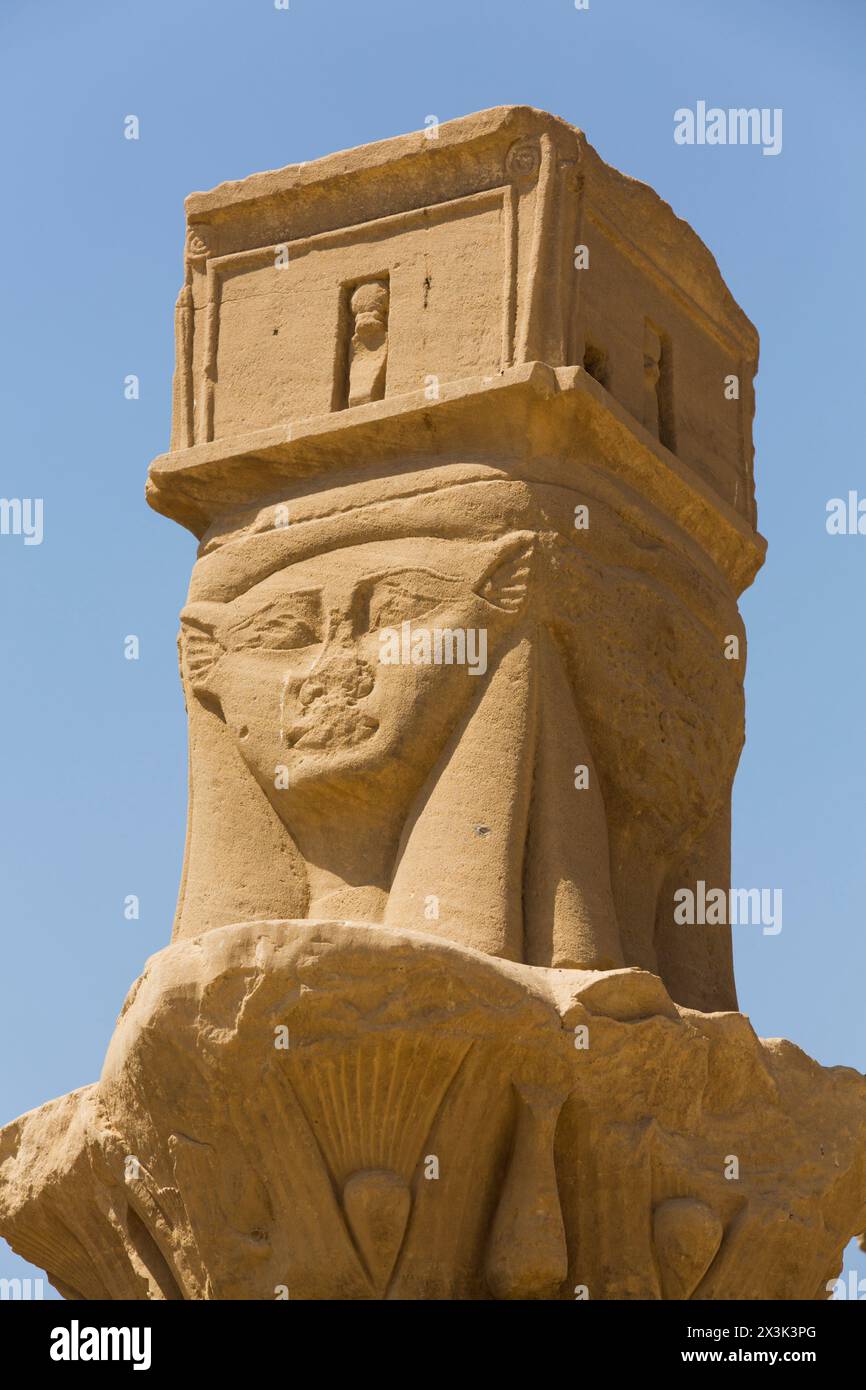Goddess Hathor, Columns, Vestibule of Nectanebo, Temple of Isis, UNESCO ...