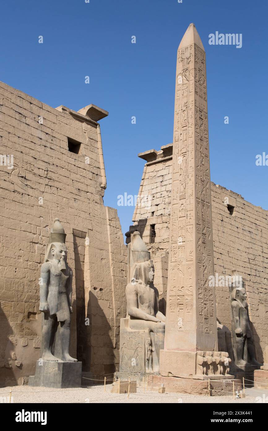 Colossi of Ramses II in Front of Pylon, Obelisk, Luxor Temple, UNESCO ...